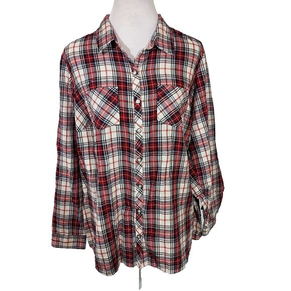 dressbarn | Tops | Dressbarn Flannel Shirt Top Soft Comfy Hiking ...